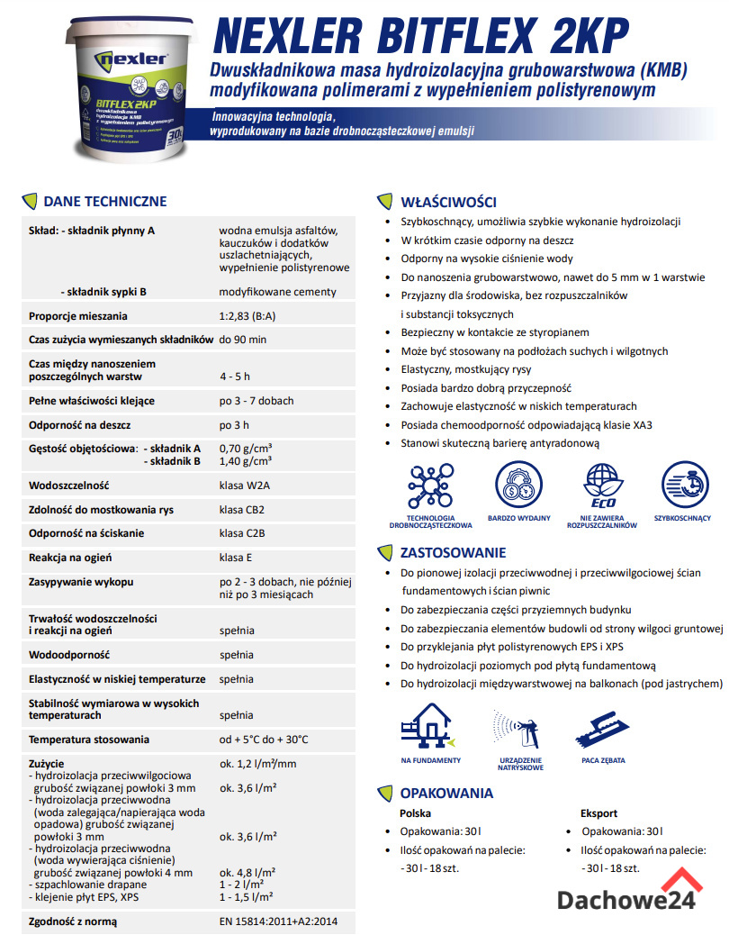 Nexler Bitflex 2KP hydroizolacja dwuskładnikowa 30l. > NEXLER